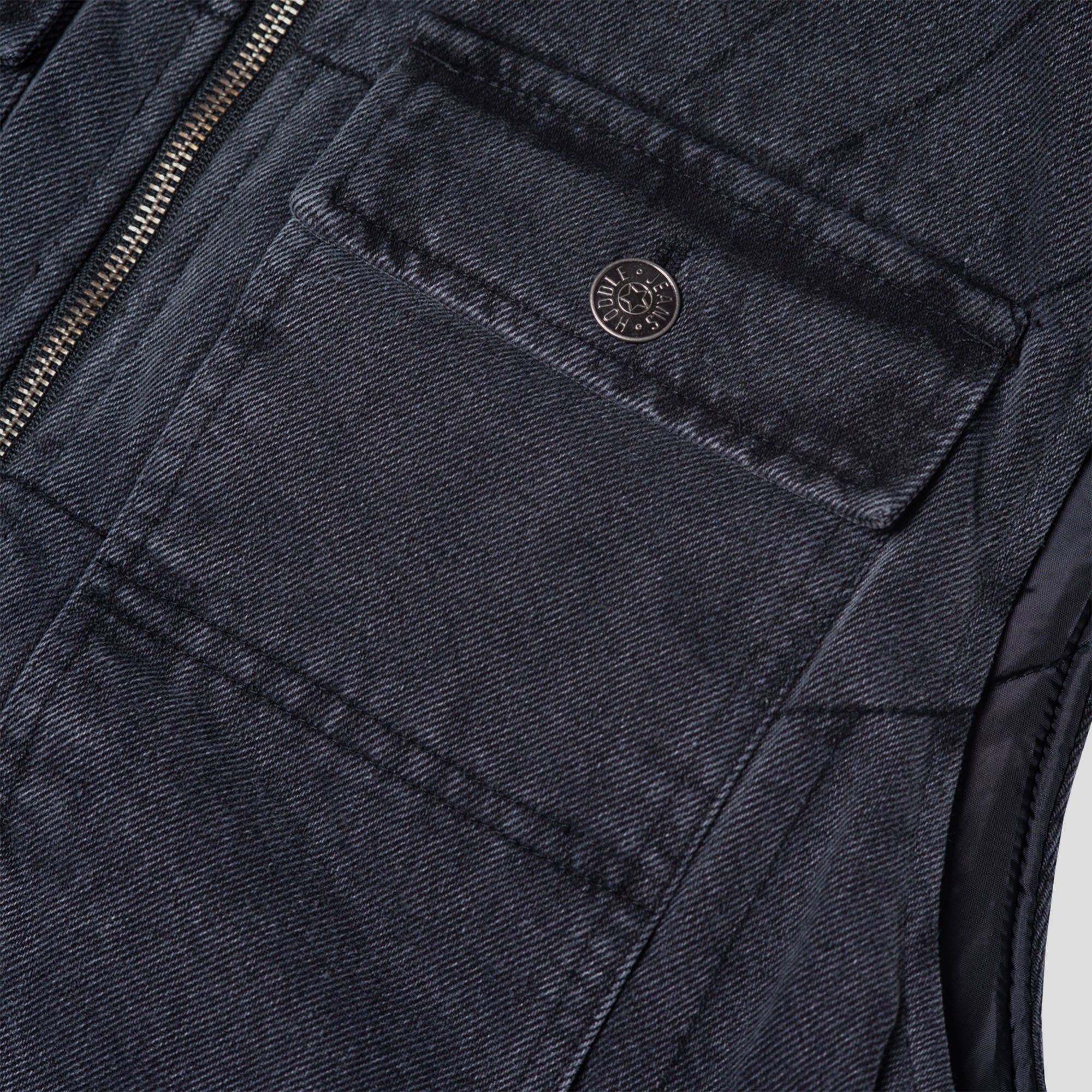 Hoddle Zip Up Carpenter Vest - Black Denim Wash – Pass~Port
