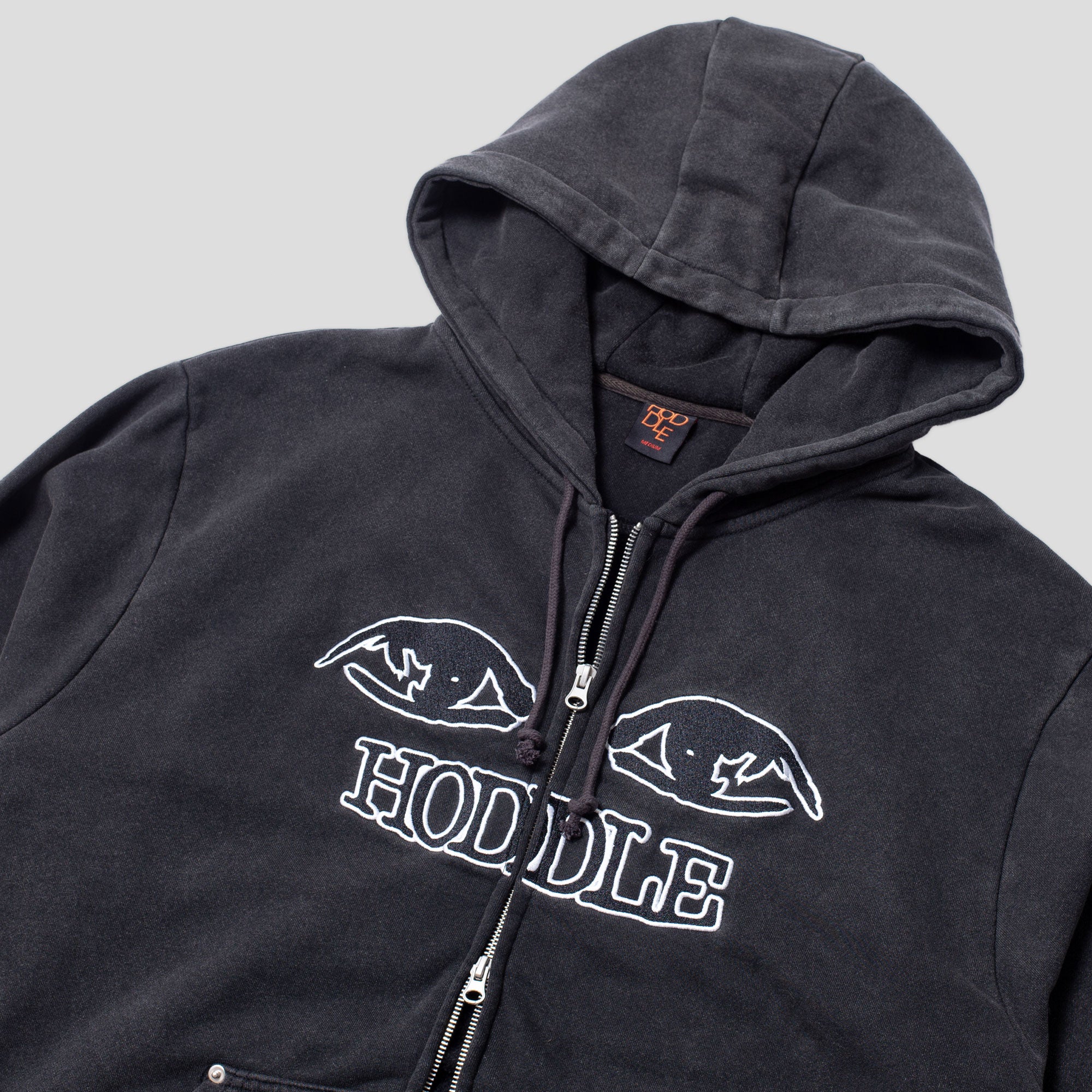 Hoddle Watcher Zip Up Hood - Black Over Dye – Pass~Port